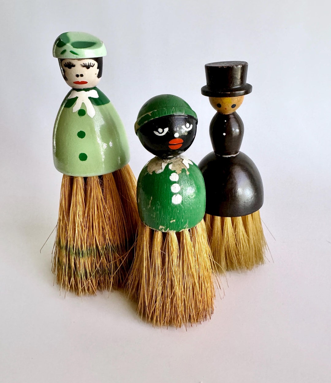Wooden Whisk Broom Half Dolls, Hat Lint Brush With Natural Bristles - Etsy