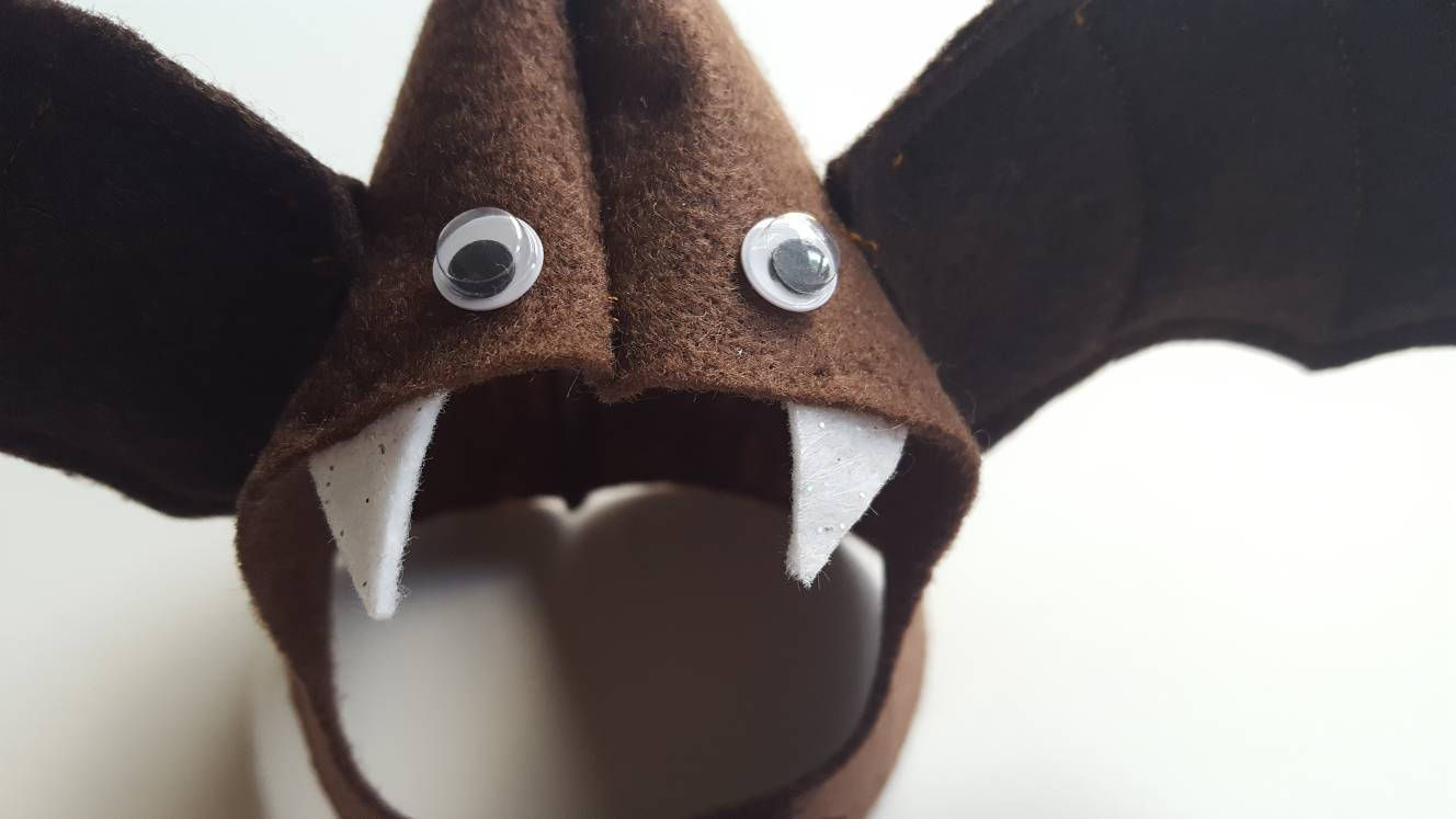 Boo Bat Cat Dog and Small Pet Hat Costume Made With Brown Felt Googly ...