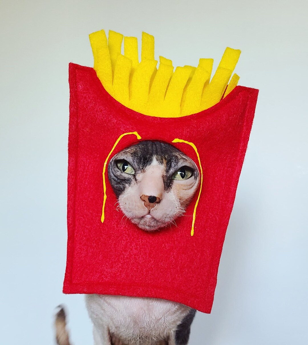 Meow French Fries Costume in Vivid Red and Yellow for Cats Small Dogs ...