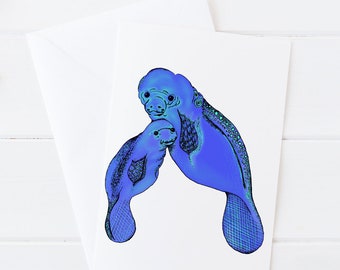 Manatee card | Etsy