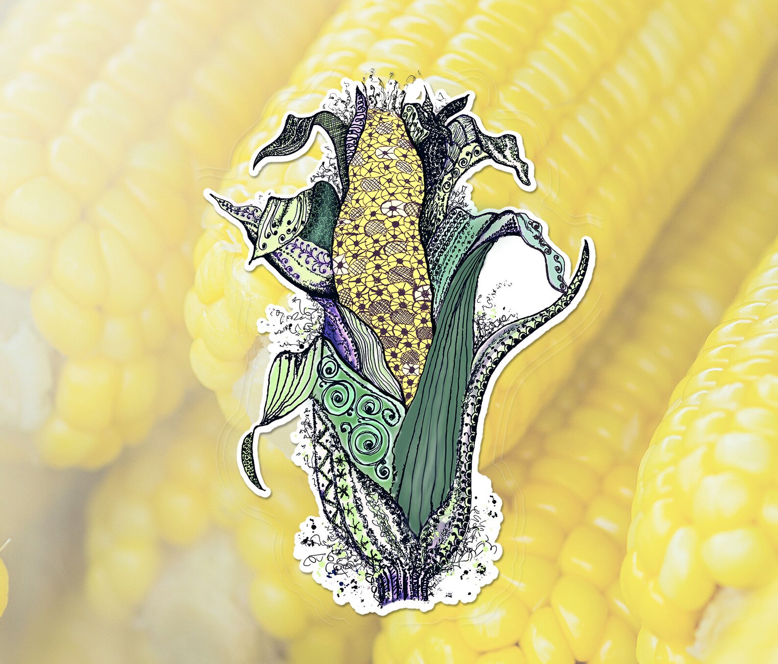 Corn Vegetable Sticker Corn on the Cob Yellow Food Decal - Etsy