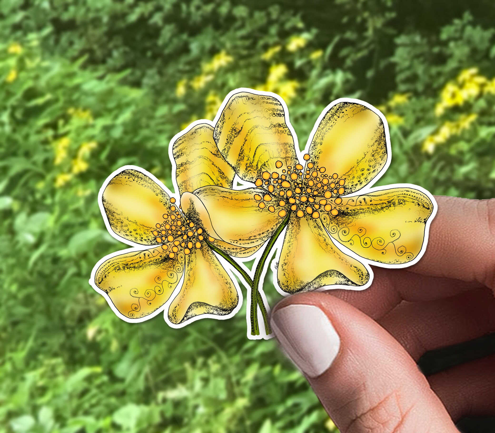 Watercolor Buttercup Sticker Yellow Decal Laptop Sticker | Etsy