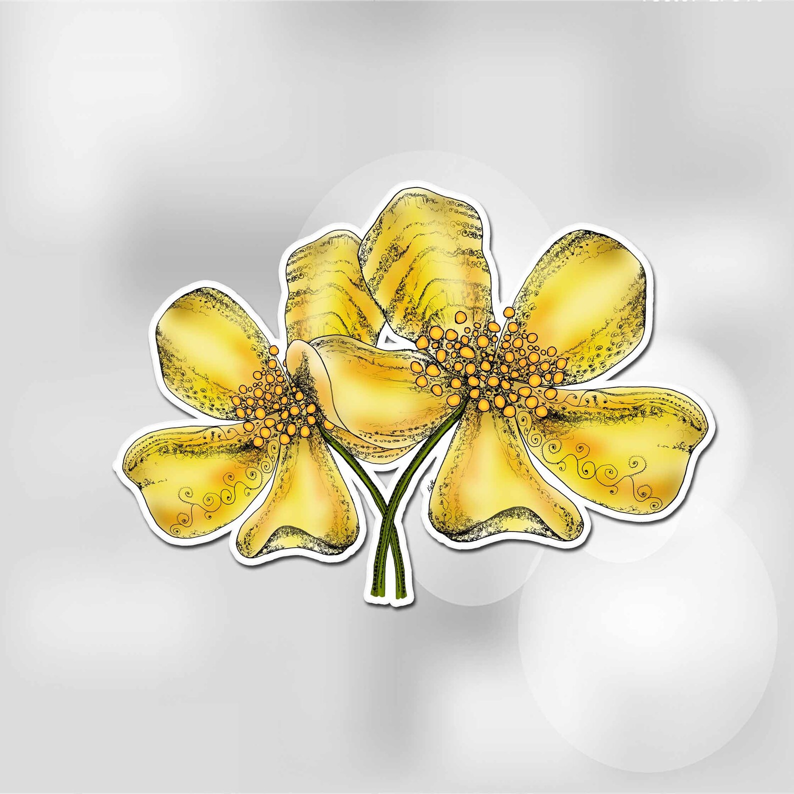 Watercolor Buttercup Sticker Yellow Decal Laptop Sticker | Etsy