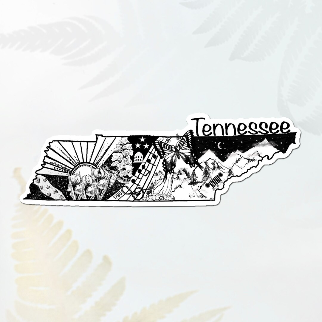 Tennessee State Sticker, Detailed Hand Drawn State Symbols - Etsy