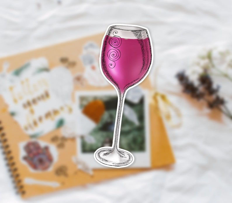 Wine Glass Sticker, Alcohol Decal, Scrapbooking Sticker - Etsy