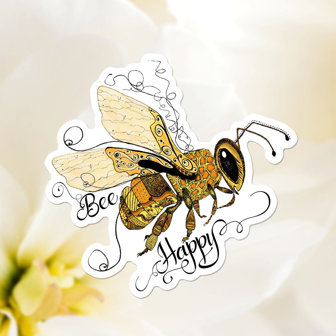 Honeybee Vinyl Sticker, Bee Happy Decal, Positive Reminder - Etsy