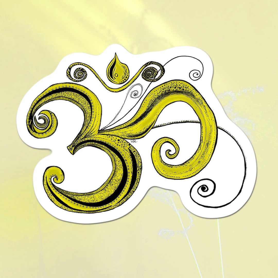Yellow Om Meditation Sticker, Buddhist Chant Yoga Decal - Etsy