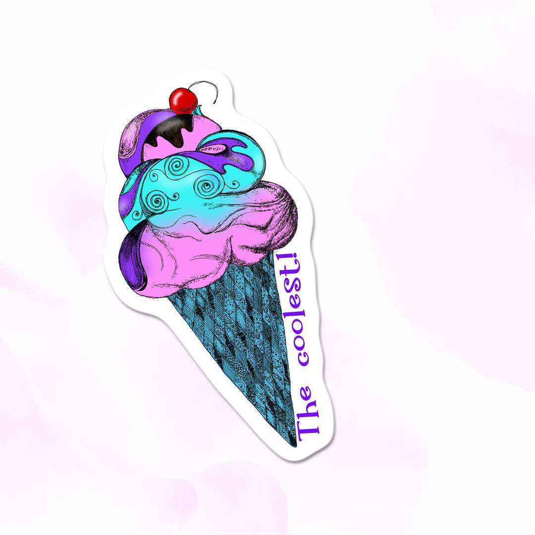 Coolest Ice Cream Cone Sticker, Feel Good Best Friend Gift - Etsy