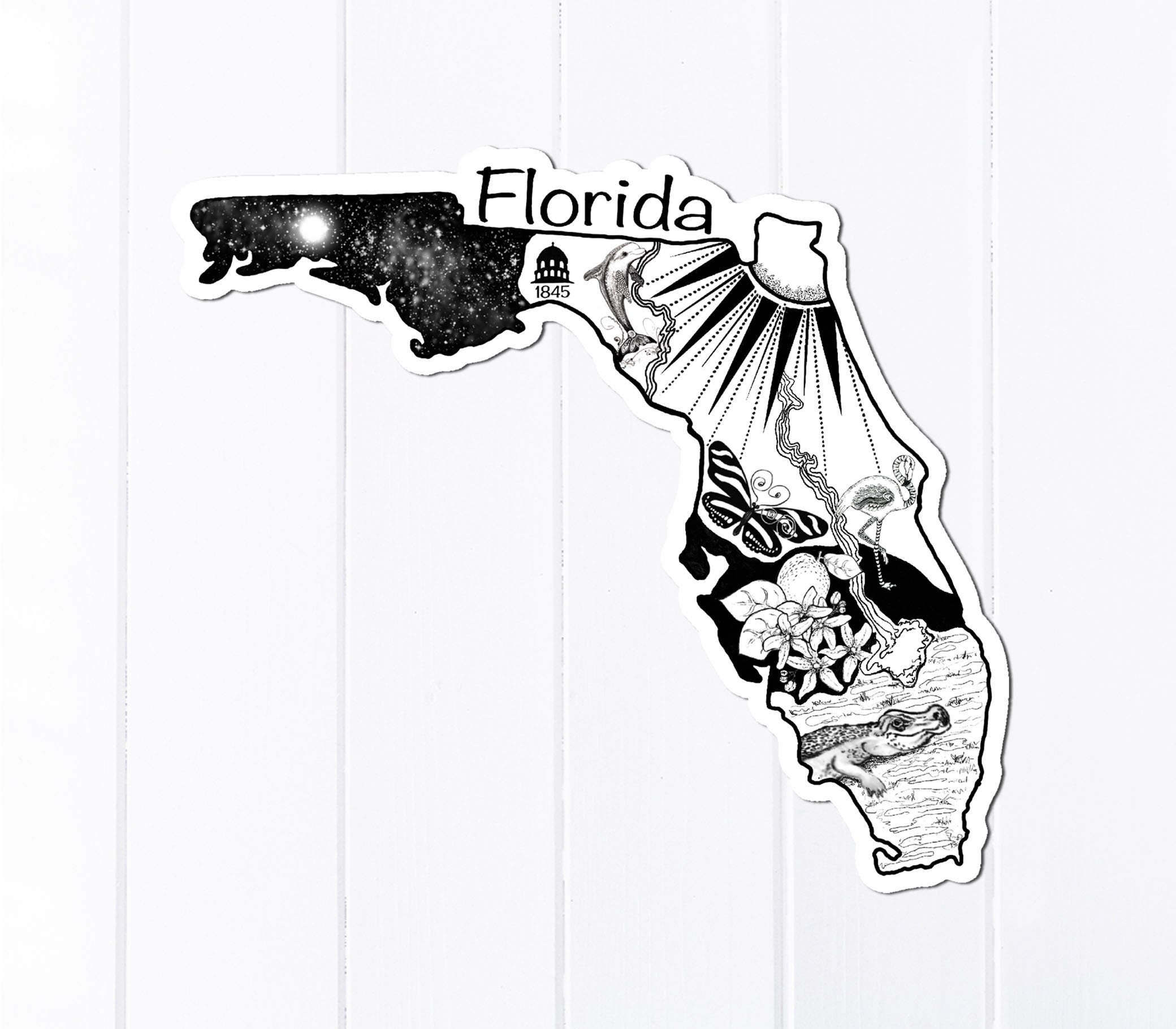 Florida State Sticker Waterproof Durable Sticker Outdoor | Etsy