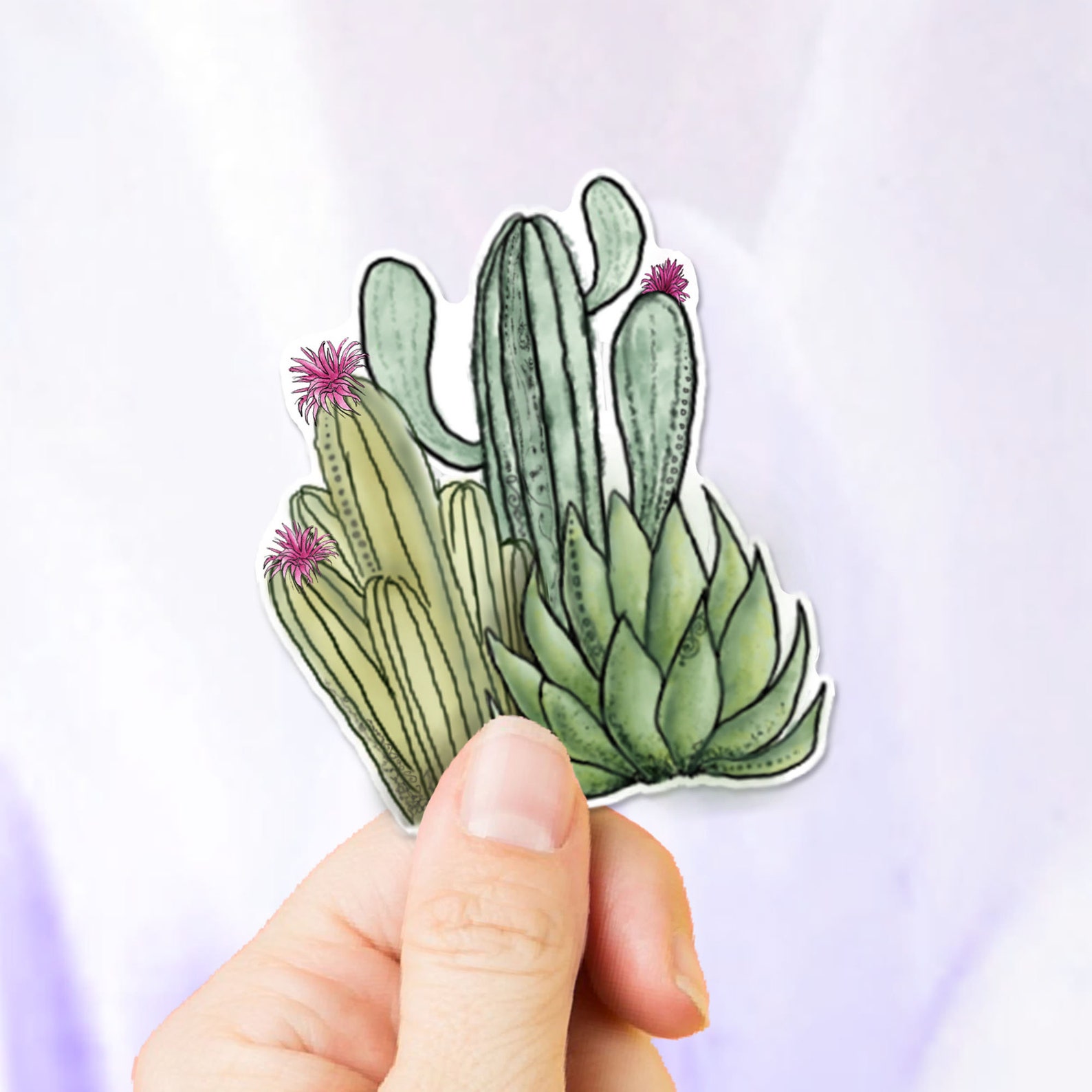 Cactus 1 Sticker Watercolor Flower Wildflower Decal Laptop - Etsy