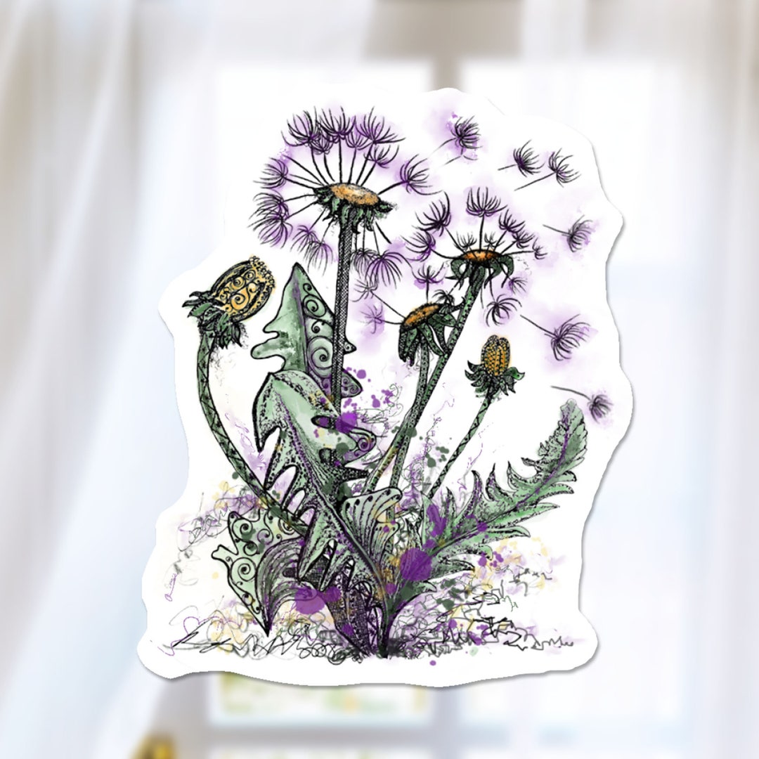 Dandelion Plant Sticker, Watercolor Dandelion Flower Decal - Etsy