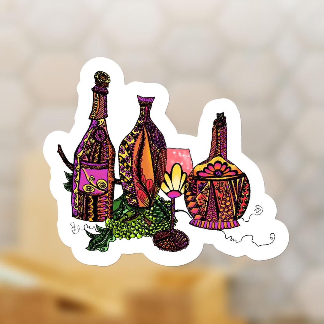 Wine Sticker, Vinyl Scrapbooking Sticker, Wine Bottle Decal - Etsy