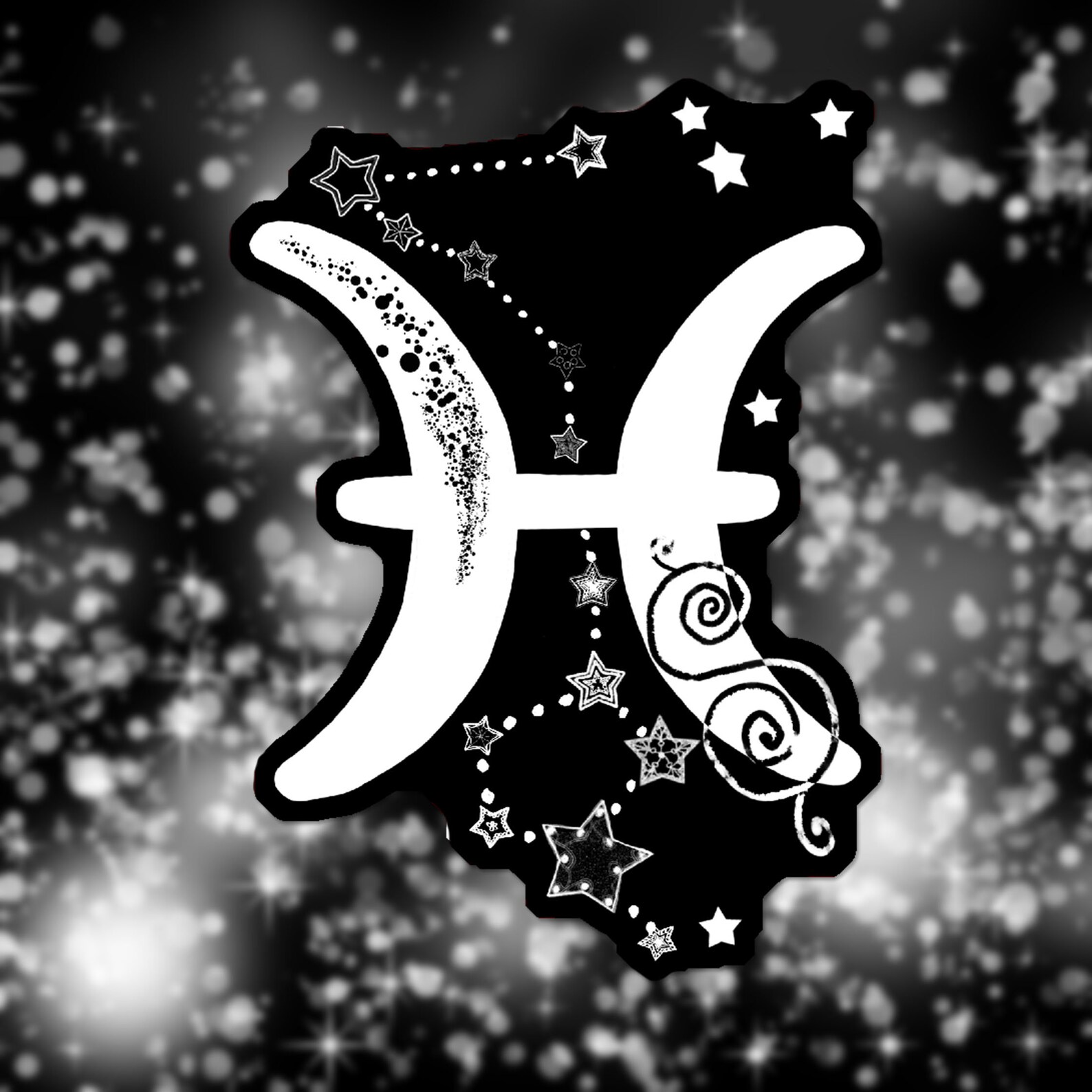 Pisces Symbol and Water Element Vinyl Stickers Zodiac | Etsy