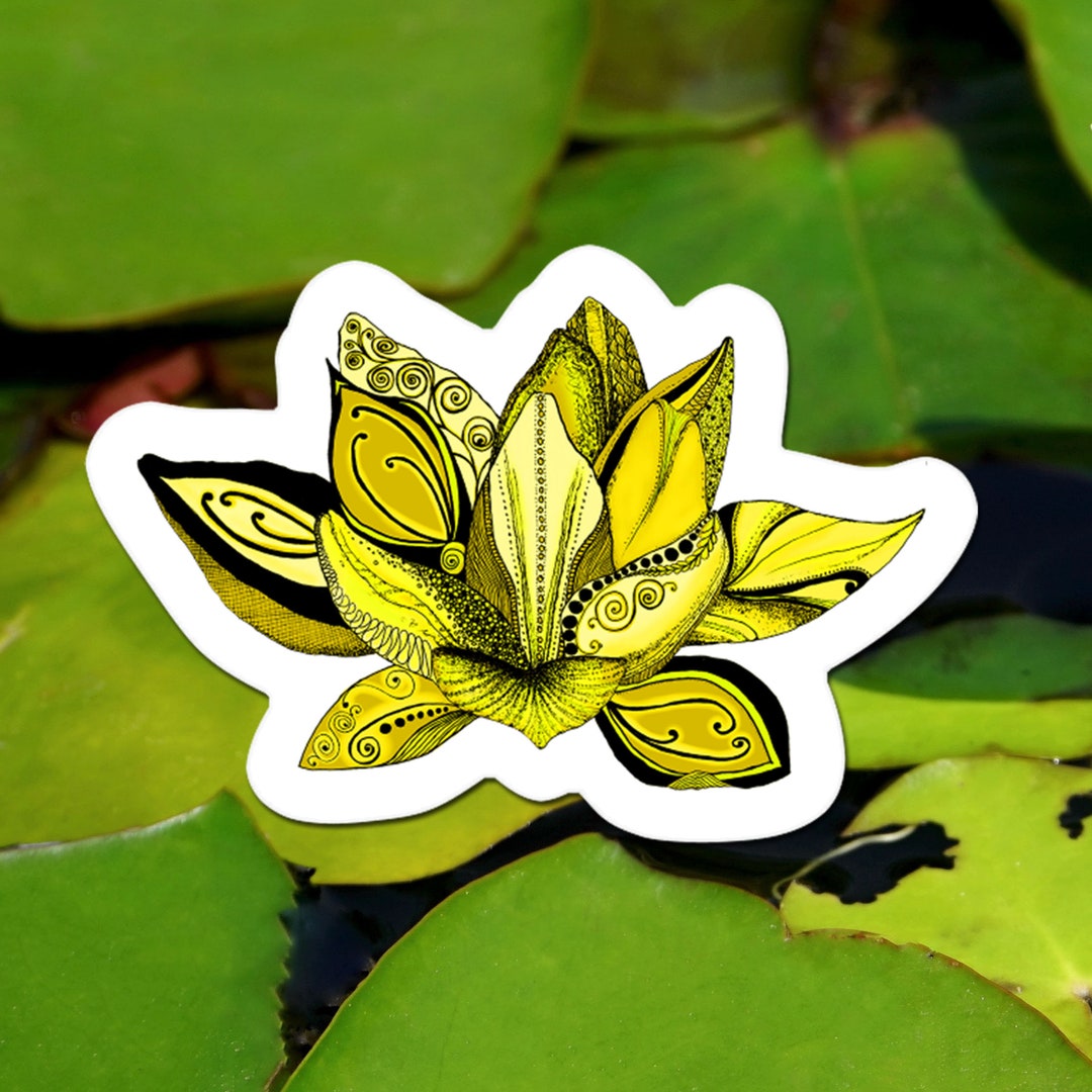 Lotus Sticker, Yellow Lotus Flower Decal, Rebirth Symbol - Etsy