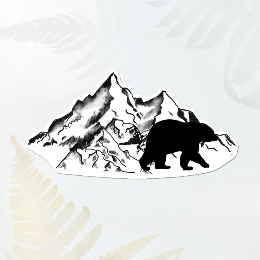 Mountain View, Bear in Nature Sticker, Wanderlust Sticker - Etsy