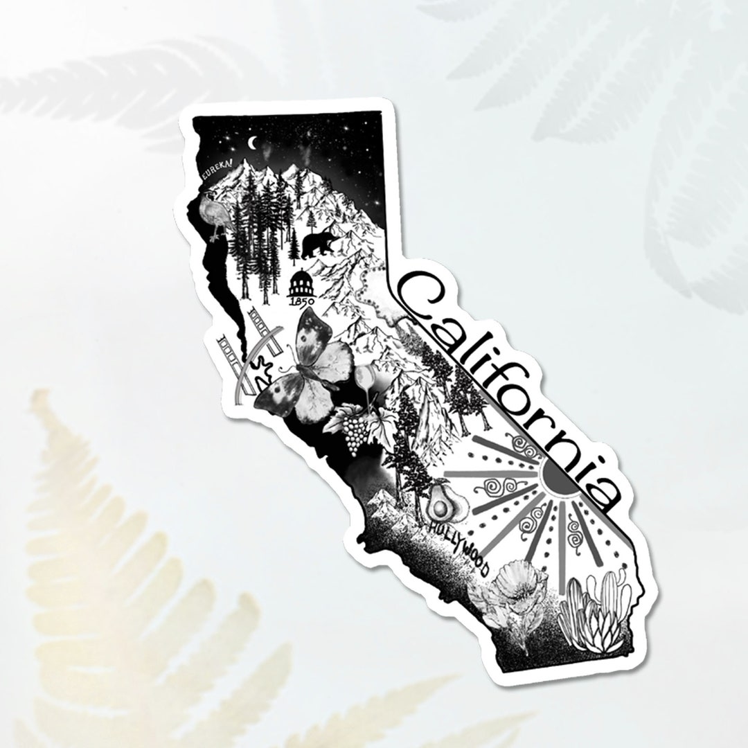 California State Sticker, Detailed Hand Drawn State Symbol - Etsy