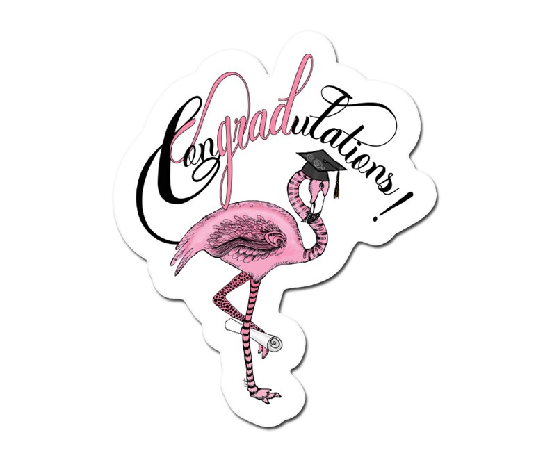 Graduation Flamingo Sticker Congratulation Sticker Laptop | Etsy