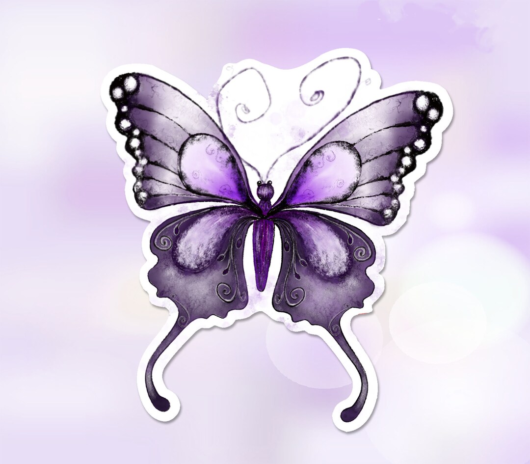 Purple Butterfly Sticker, Nature Decal, Best Friend Gift - Etsy