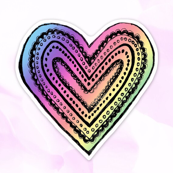 Rainbow Heart Rainbow Love Sticker Rainbow Decal Rainbow - Etsy