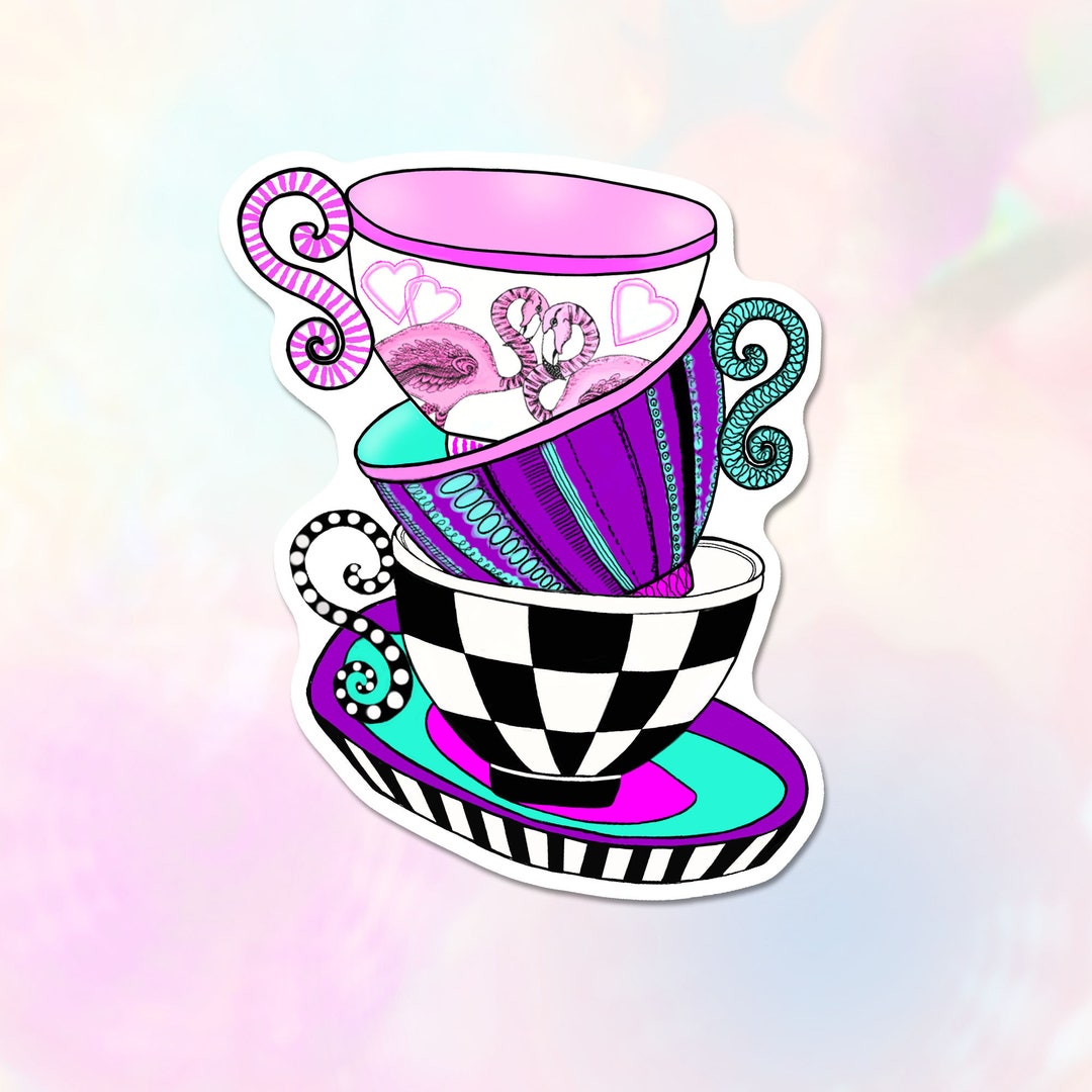 Wonderland Teacups Sticker, Alice's Fantasy Tea Party Decal - Etsy