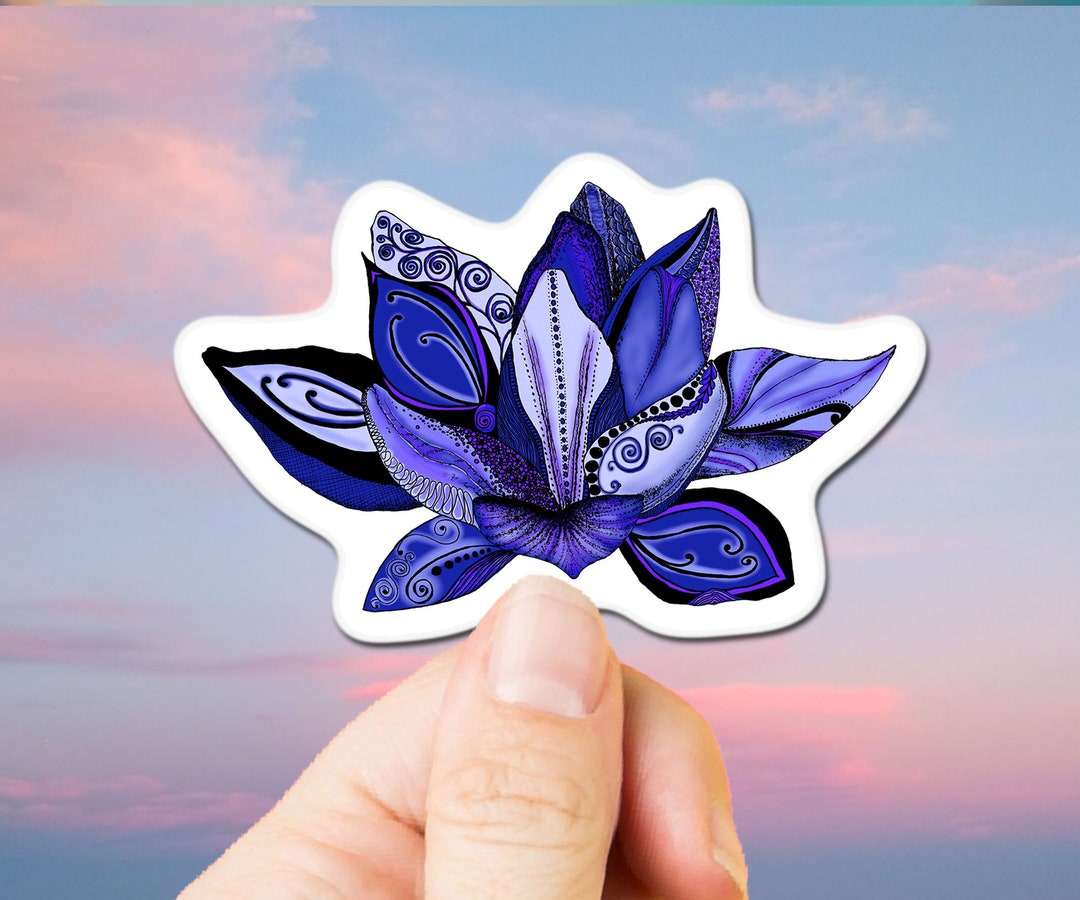 Pegatina de loto, calcomanía de flor de loto azul, símbolo de ...