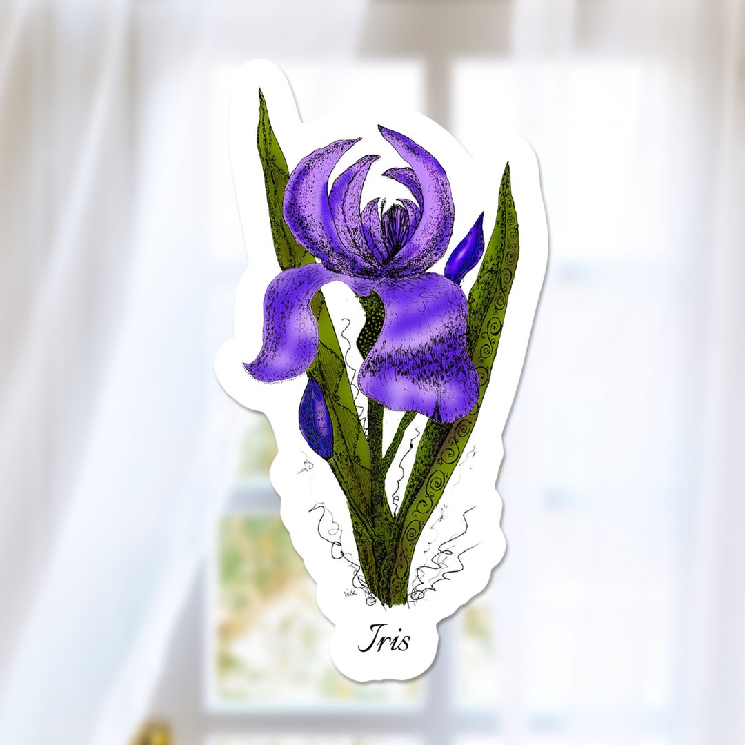 Iris Flower Sticker, Waterproof Vinyl Sticker, Gift for Her - Etsy