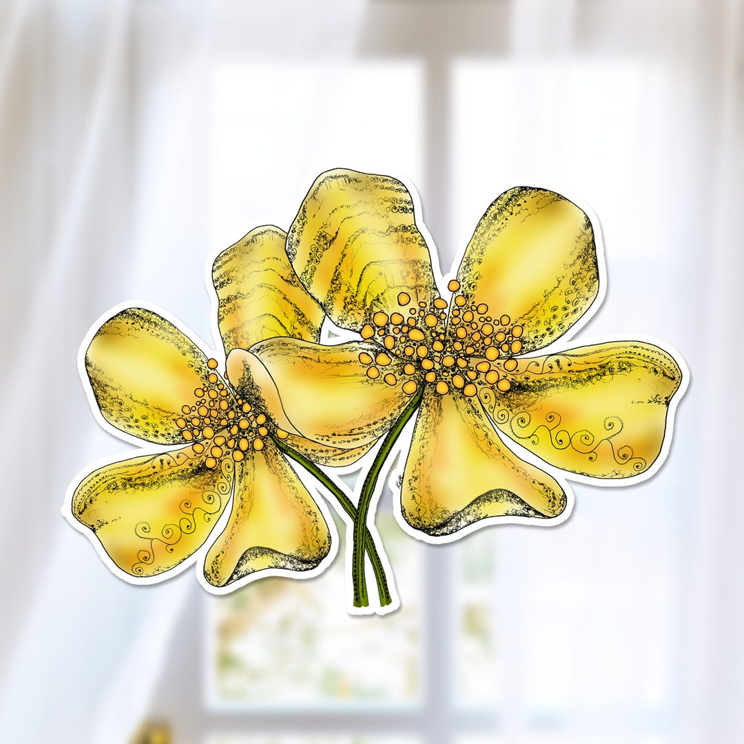 Watercolor Buttercup Sticker, Yellow Decal, Flower Sticker - Etsy