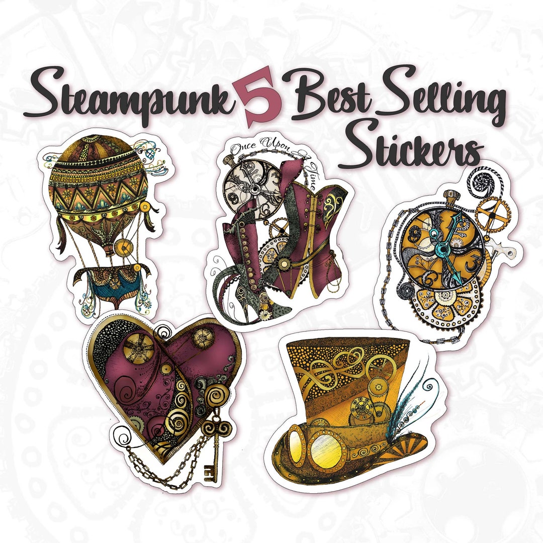 Steampunk 5 Best Selling Stickers, Vintage Meets Machine - Etsy
