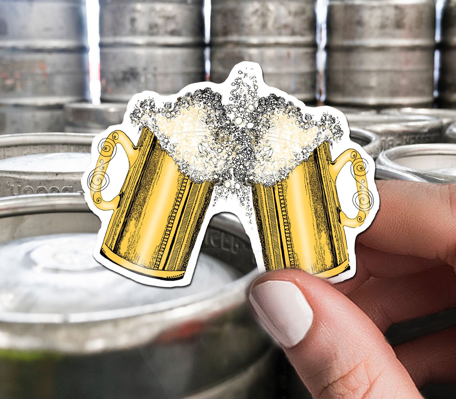 Beer Mugs Sticker Beer Vinyl Sticker Alcohol Decal Cheers - Etsy