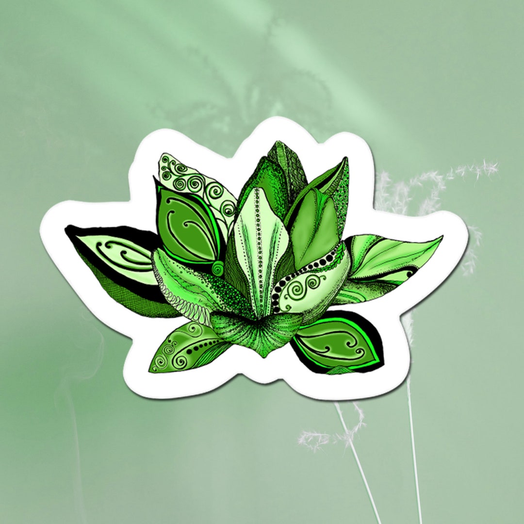 Lotus Sticker, Green Lotus Flower Decal, Rebirth Symbol - Etsy
