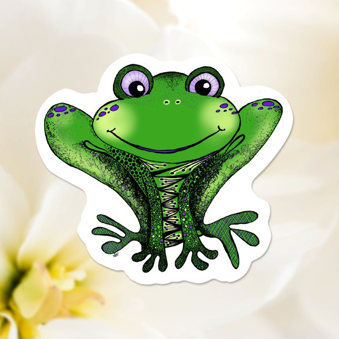 Frog Cartoon Sticker, Frog Decal, Friend Nature Gift - Etsy