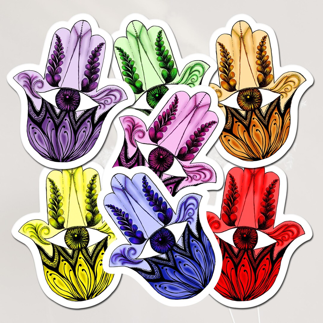 Hamsa Hand Sticker Collection 7 Evil Eye Protective Symbols - Etsy