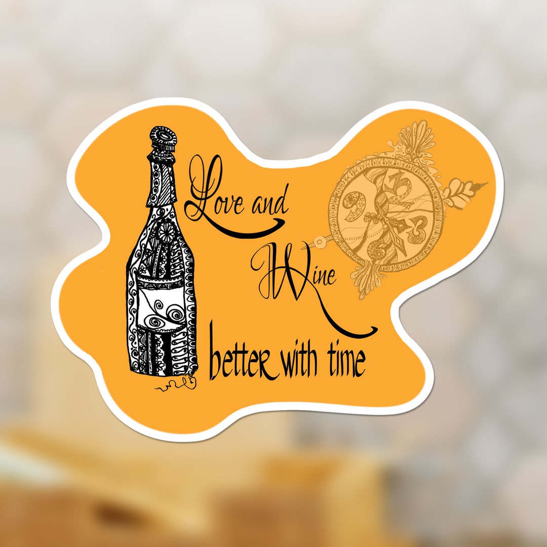 Wine Sticker, Aged Wine & Love Decal, Handmade gift - Etsy Nederland