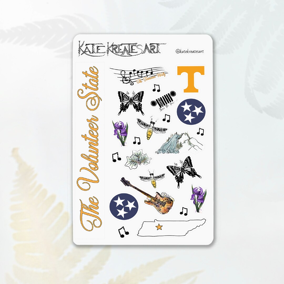 Tennessee State Sticker Sheet, Hand Drawn State Symbols - Etsy