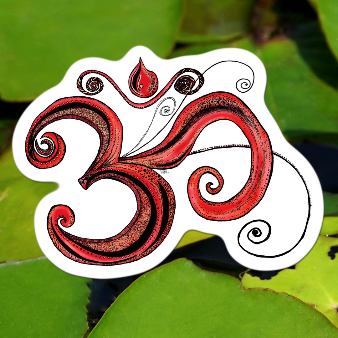 Red Om Meditation Sticker, Buddhist Chant Yoga Decal - Etsy