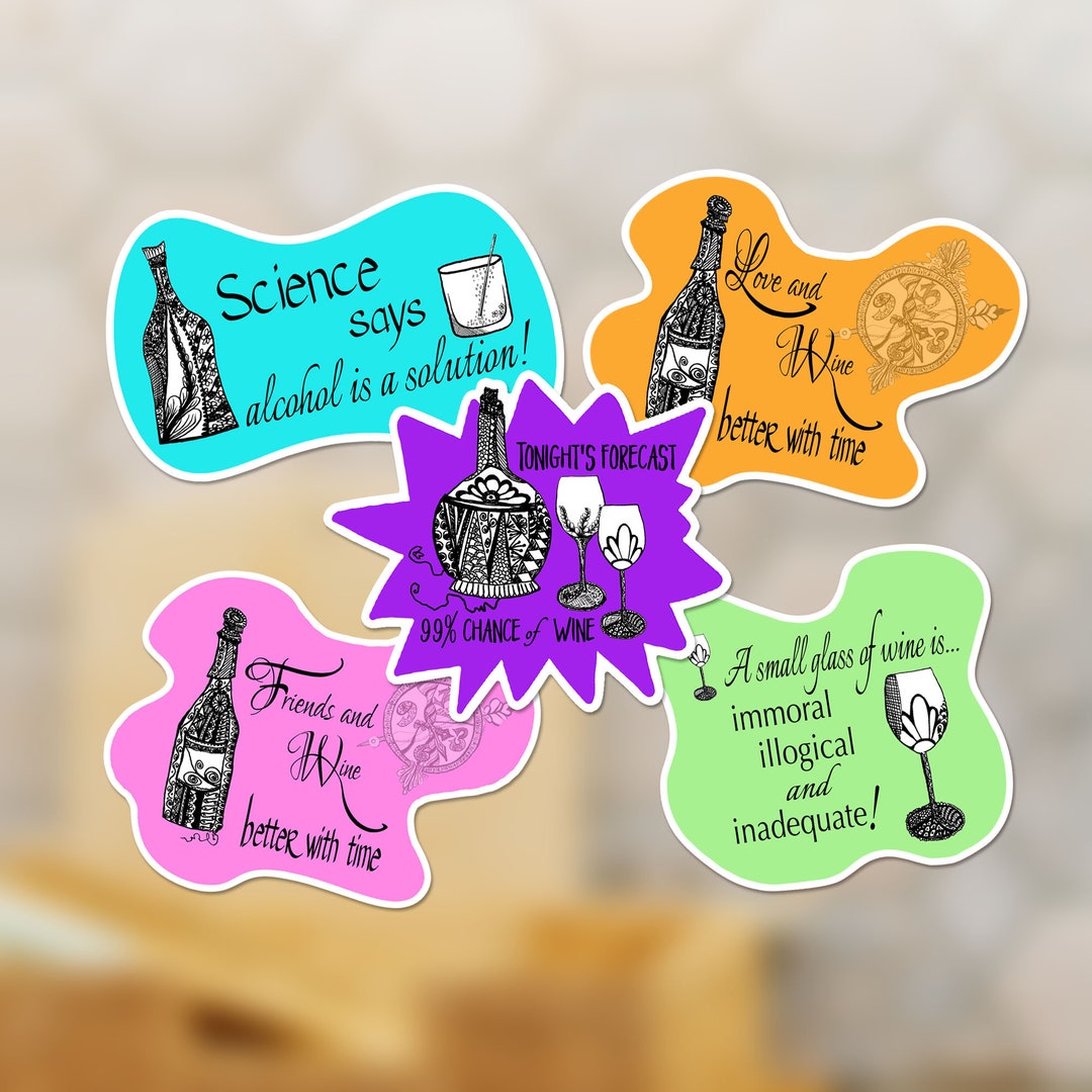 Wine Group Wine Stickers Funny Alcohol Decals Etsy