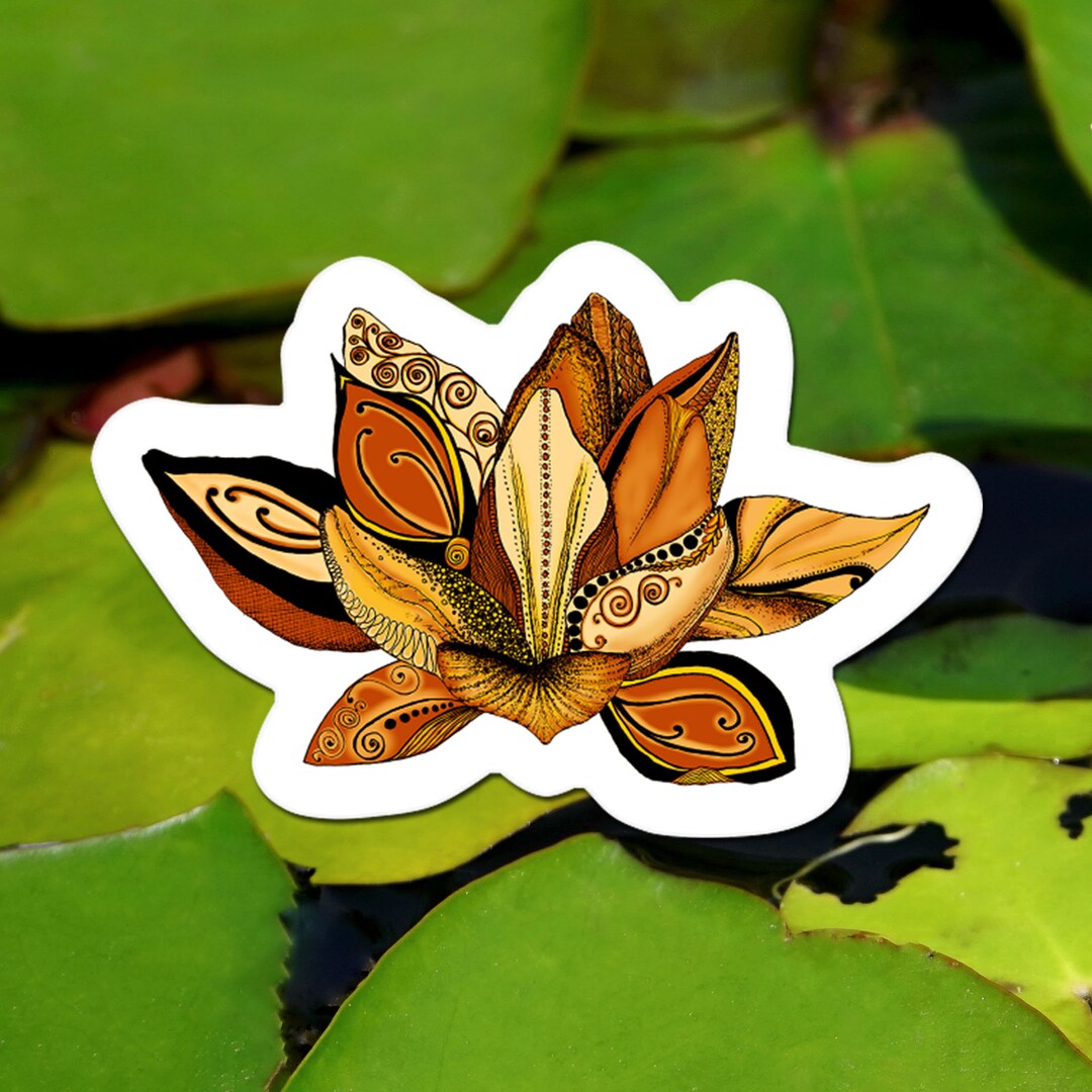 Lotus Sticker, Orange Lotus Flower Decal, Rebirth Symbol - Etsy