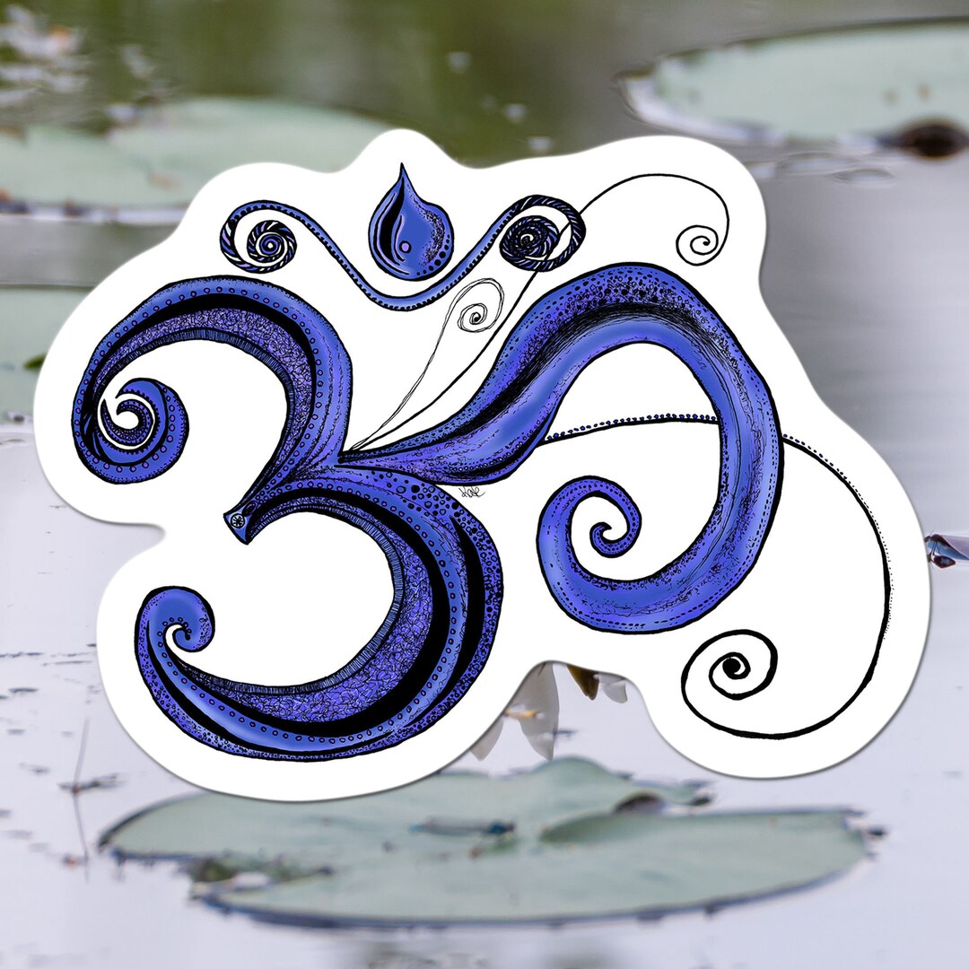 Blue Om Meditation Sticker, Buddhist Chant Yoga Decal - Etsy