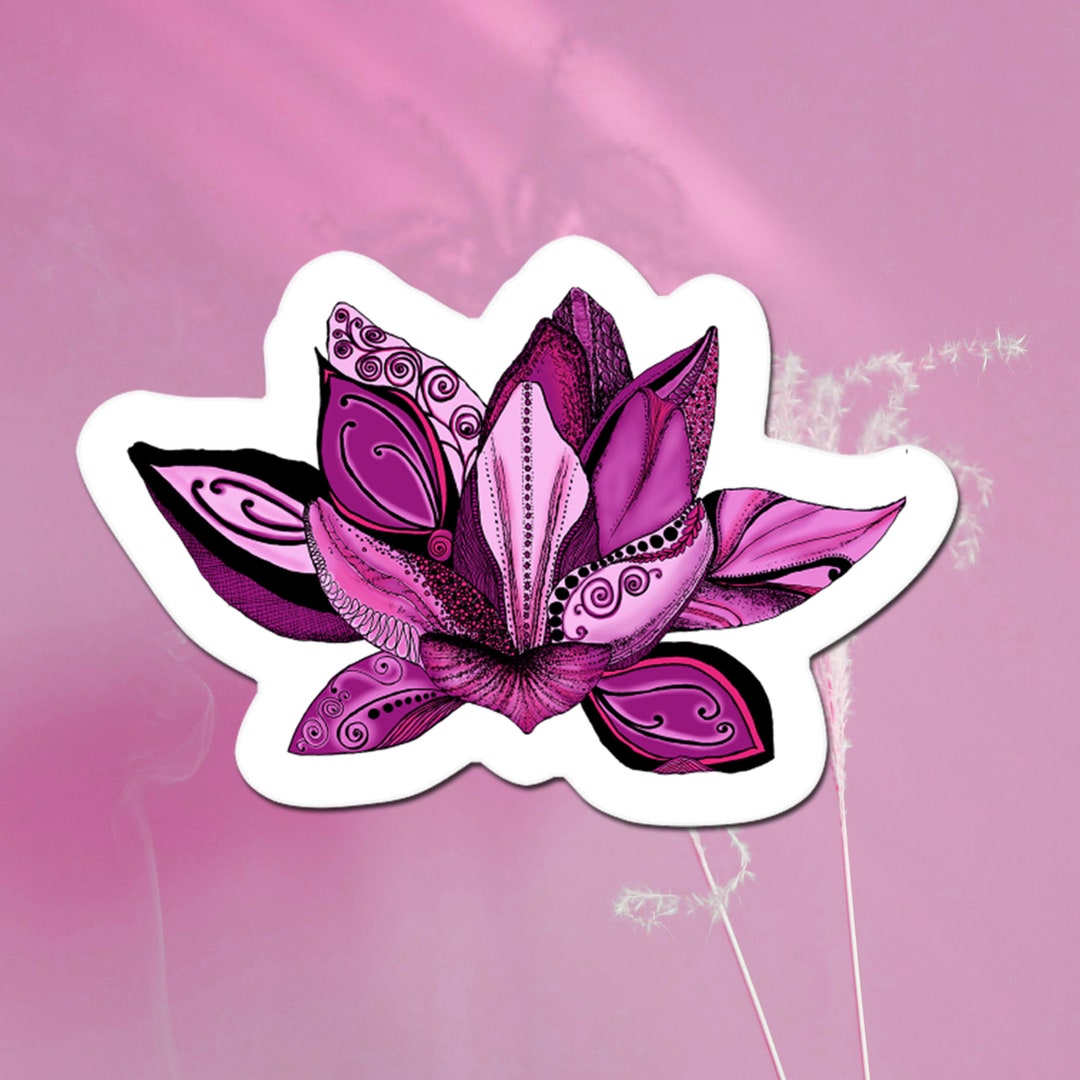 Lotus Sticker, Pink Lotus Flower Decal, Enlightenment Symbol - Etsy