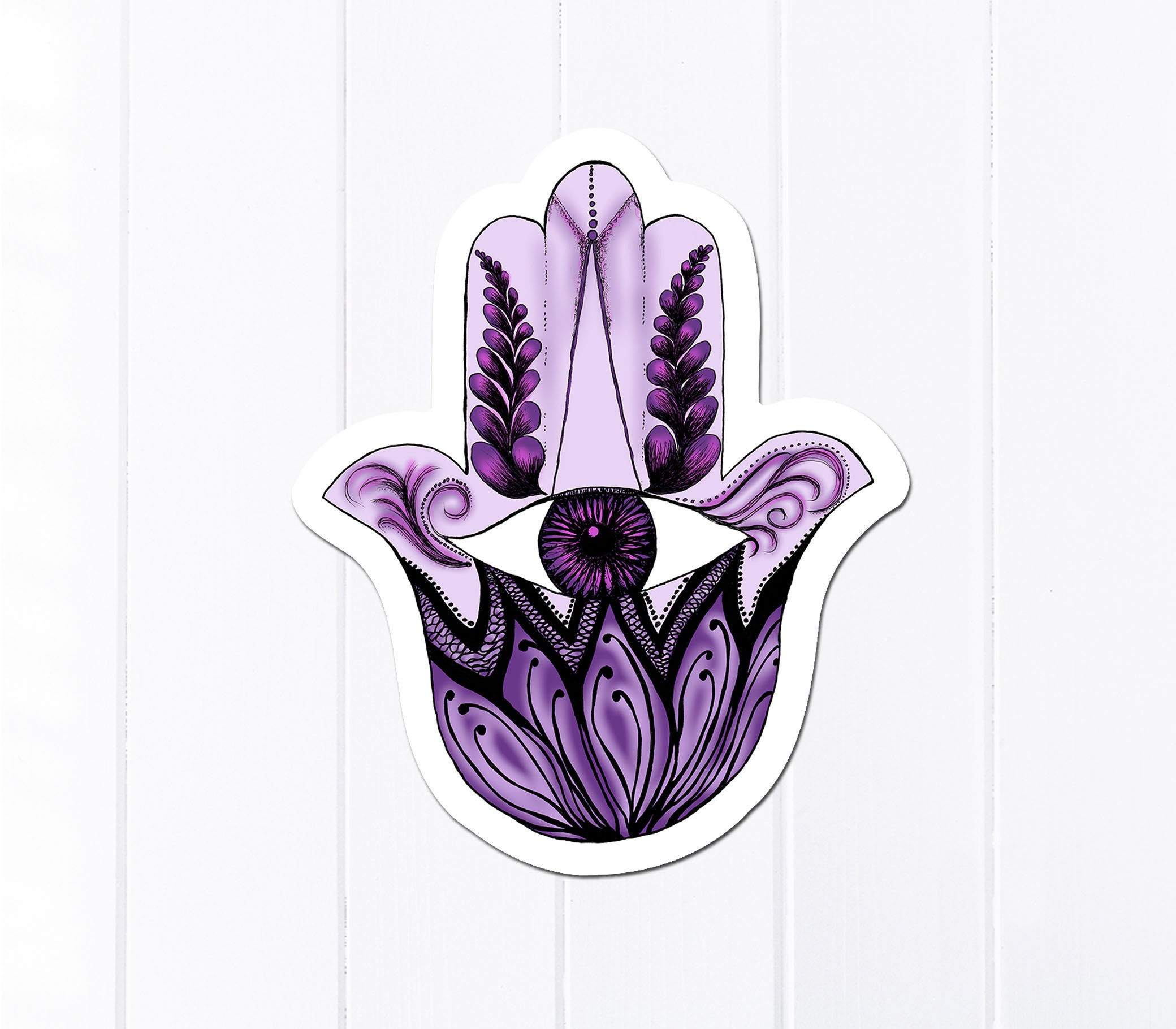 Purple Hamsa Hand Sticker, Luck, Health & Happiness Symbol - Etsy
