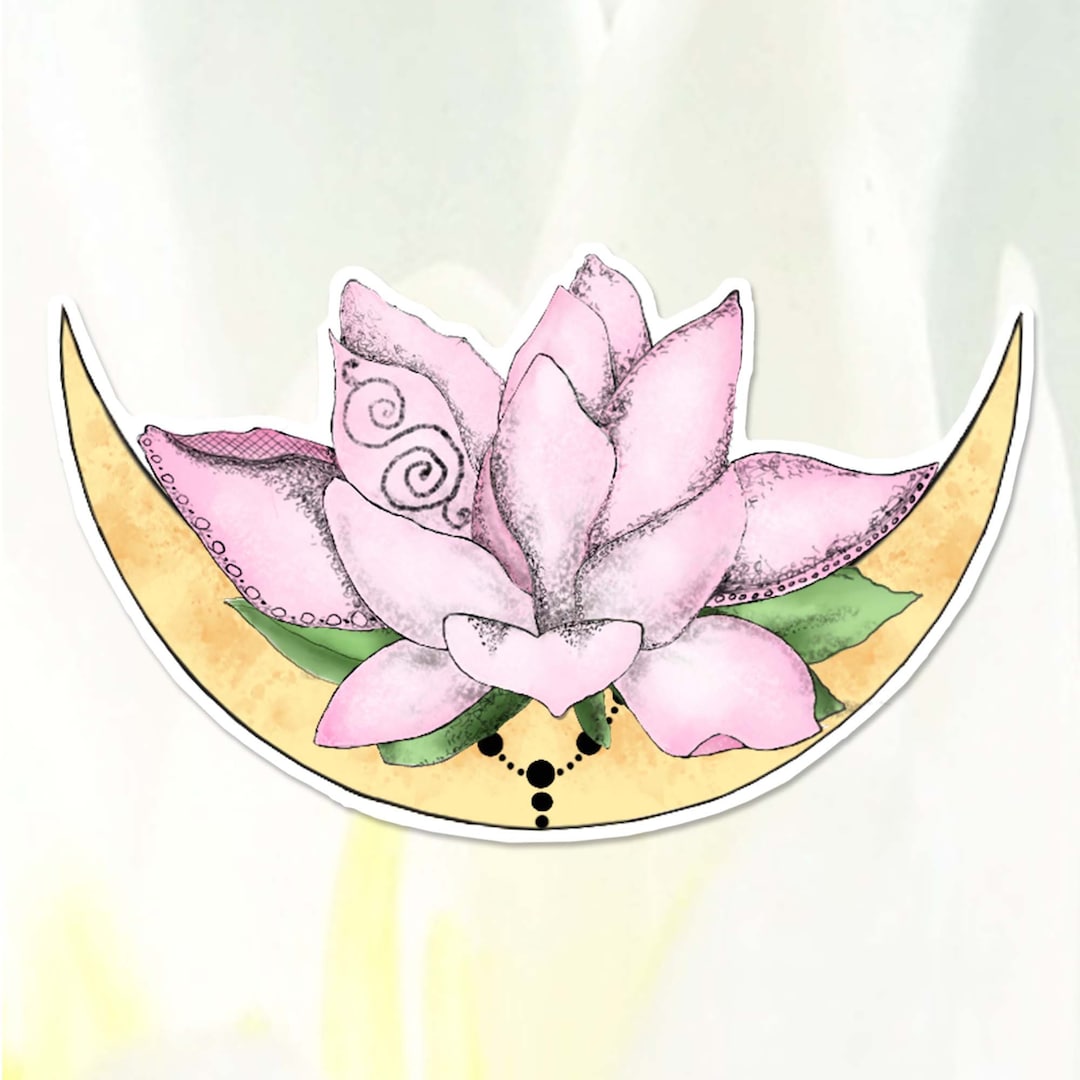 Crescent Moon and Lotus Symbols, Rebirth and Harmony - Etsy
