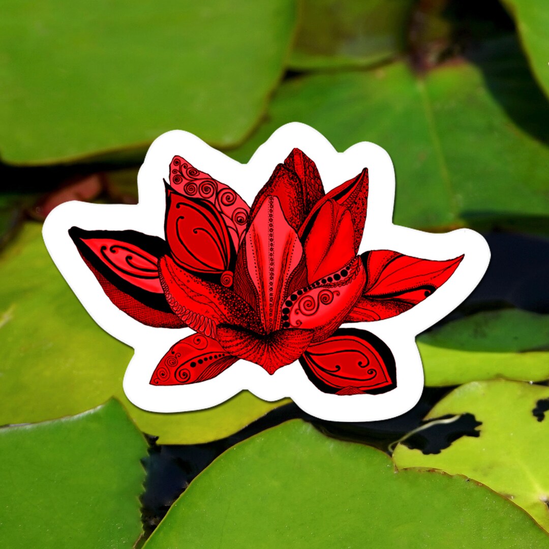 Lotus Sticker, Red Lotus Flower Decal, Enlightenment Symbol - Etsy