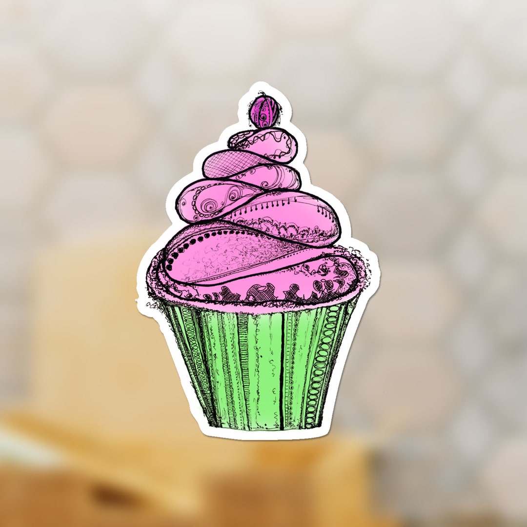 Cupcake Sticker, Sweet Dessert Decal, Vinyl Food Sticker - Etsy