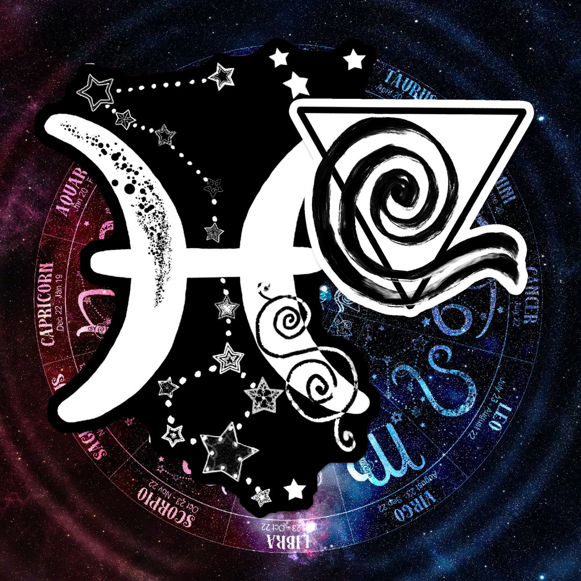 Pisces Symbol and Water Element Vinyl Stickers Zodiac | Etsy