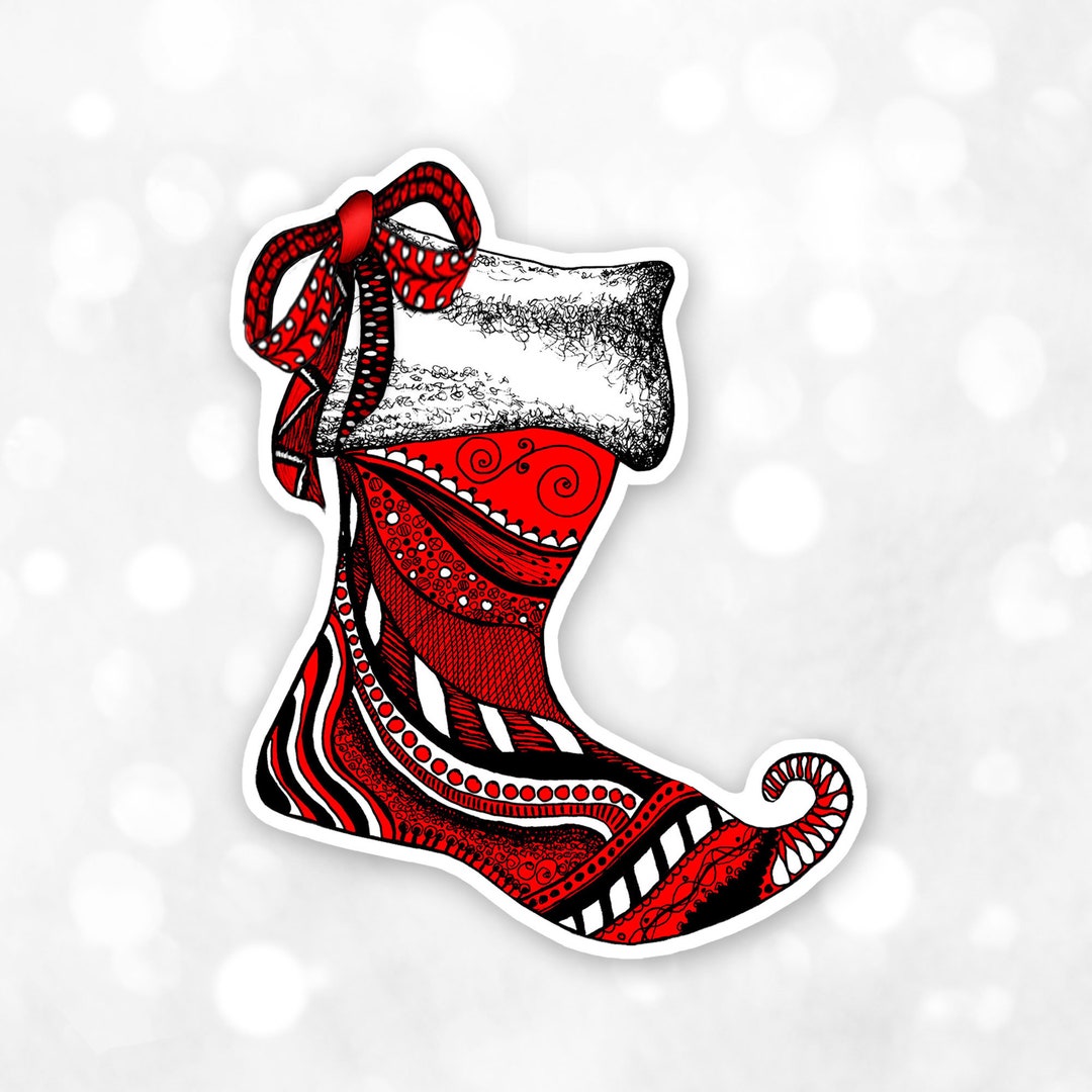 Vintage Christmas Stocking, Holiday Gift Sticker - Etsy