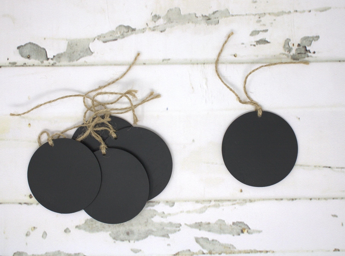 3" Round Chalkboard Basket Tags, Hanging Chalkboard Tags, Small Wooden ...
