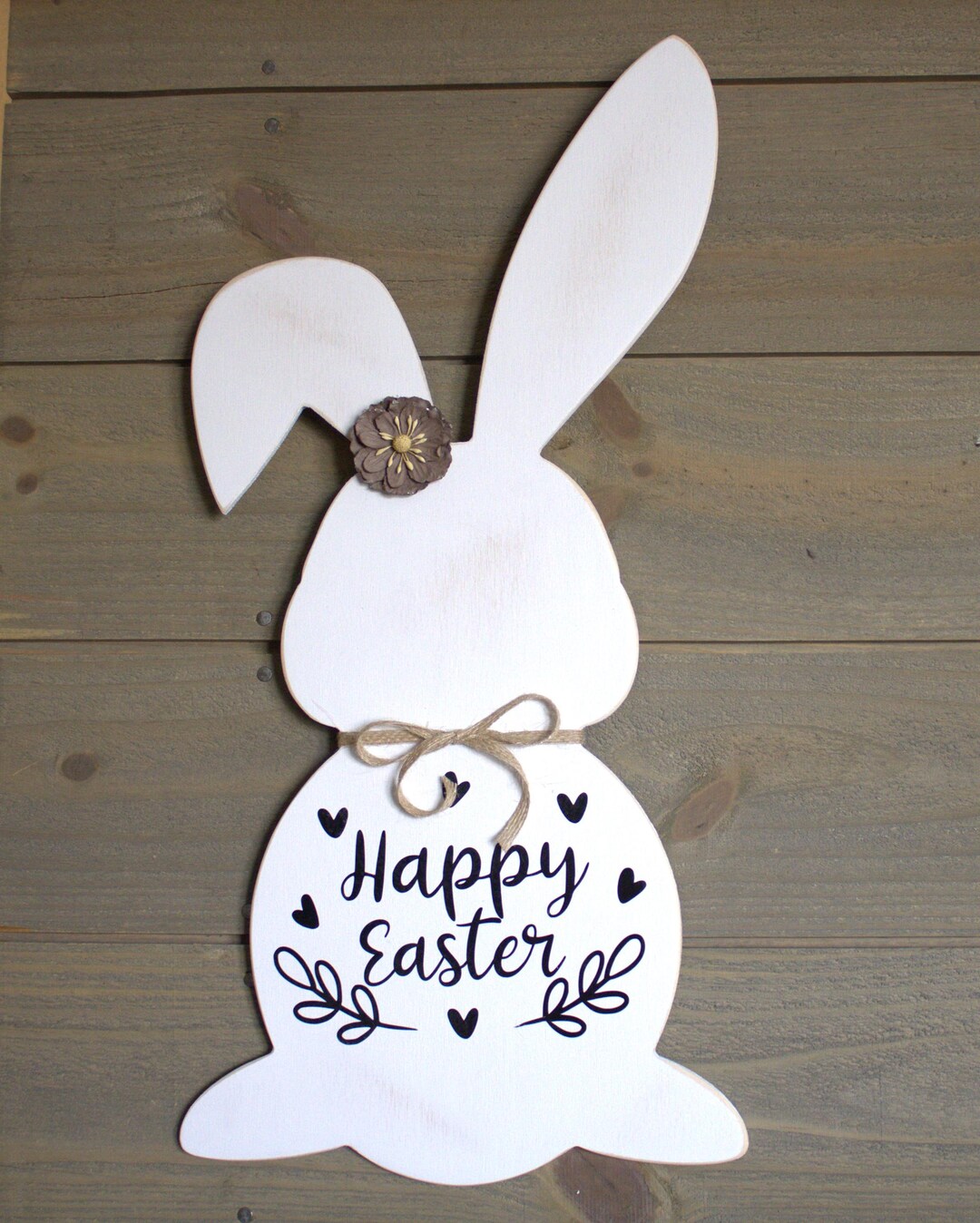 Modern Farmhouse Easter Bunny Hanging Sign, Rustic Easter Wooden Sign ...