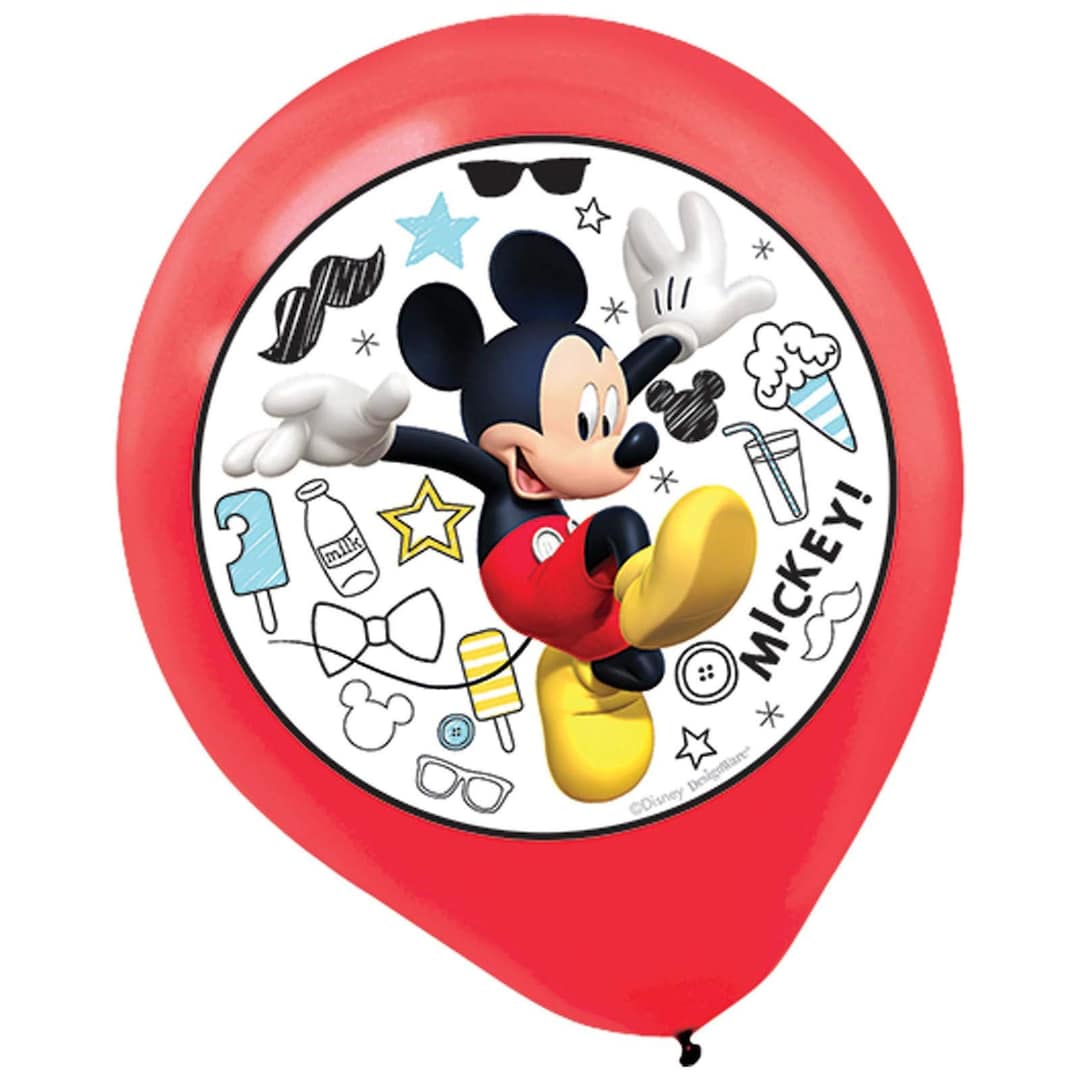 Mickey Mouse on the Go Latex Balloons in Red White and Black 12" Oval ...