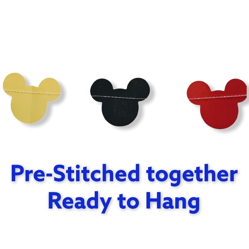 Mickey Mouse Banner Ready to Hang Garland - Red Black Yellow Birthday ...