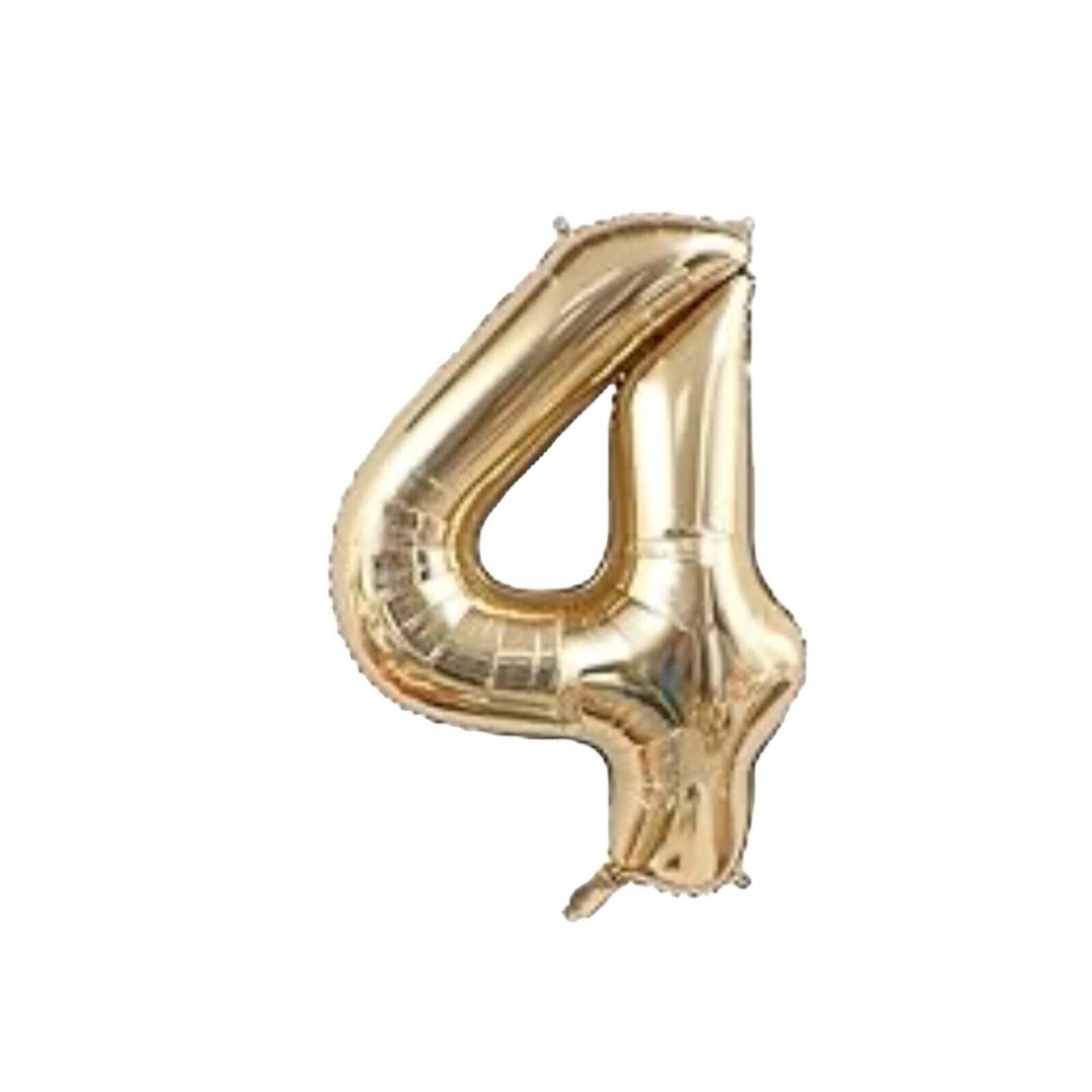 Xl 40 Inch Jumbo Champagne Light Gold Foil Number Four Balloon Air or ...